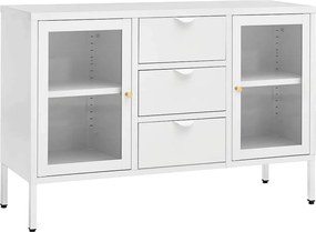Příborník bílý 105 x 35 x 70 cm ocel a tvrzené sklo 336077