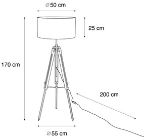 Stojací lampa Cortin s mosazným trojnohým podstavcem a bronzovým sametovým stínítkem 50 cm