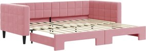 Válenda s přistýlkou růžová 90 x 200 cm samet 3196694