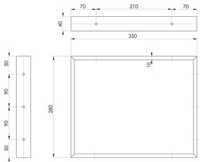 Sapho Podpěrná konzole 350x280x40mm, lakovaná ocel, černá mat, 1 ks - 30375