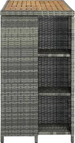 Barový stolek s úložným regálem šedý 120x60x110 cm polyratan 313479