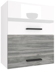 Kuchyňská skříňka Belini horní 60 cm bílý lesk / šedý antracit Glamour Wood  INF SGP2-60/1/WT/WGW1/0/B1