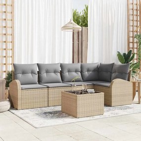 Sada zahradních pohovek 6 ks Beige a světle šedá polyratan 3354719