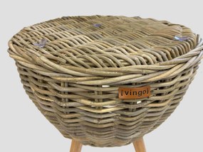 Vingo Odkládací ratanový stolek se skleněnou deskou, 52 cm