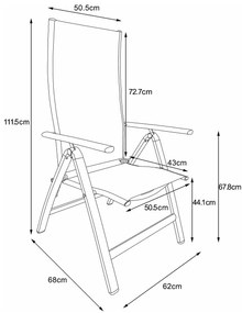 Fieldmann EMMA 4 Sestava zahradního nábytku EMMA 4 Stůl se skleněnou deskou, 4 polohovatelná křesla, Výplň ze syntetické tkaniny, Venkovní i vnitřní