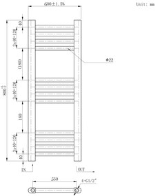 Erga Basic, topné těleso 800x600 mm, 370 W, černá, ERG-LAV-BASIC-8060-BK