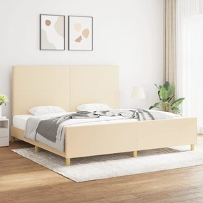 Rám postele bez matrace krémový 200 x 200 cm textil 3124924