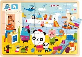 DJECO Dřevěné puzzle Letiště / 35 dílků / 40x28 cm