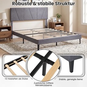 Costway Rám manželské postele s výškově nastavitelným geometrickým rámem čela