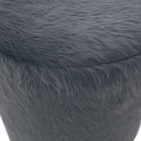 Taburet ALPIA umělá kožešina šedá, nohy masiv borovice