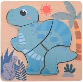 _Ostatní 1_ JOUECO DŘEVO Puzzle baby vkládací Dino na desce velké dílky 3 druhy 80157