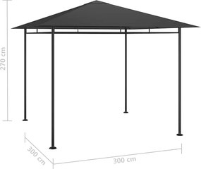 Altán 3 x 3 x 2,7 m antracitový 180 g/m² 313920