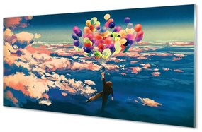 Obraz na skle Oblohy zataženo balóny 100x50 cm