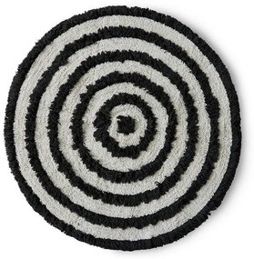 Béžovo-černá kulatá bavlněná koupelnová předložka Bath mat - Ø 120 cm