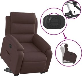 Elektrické zvedací polohovací křeslo tmavě hnědé textil 3205009
