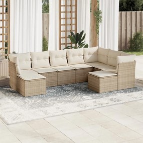 9dílná zahradní sedací souprava s poduškami béžová polyratan 3250407