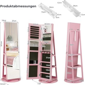 Costway Skříňka na šperky otočná o 360° s tříbarevnými LED světly