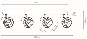 Spot-Light 26114404 - Stropní bodové svítidlo PHIPHI 4xE27/60W/230V dub