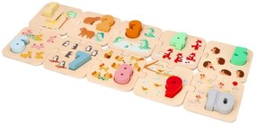 Dřevěné puzzle se zvířátky - učení se počítat