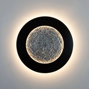 Nástěnné svítidlo LED Luna Pietra, hnědočerná/stříbrná, Ø 80 cm