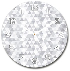 Wallmuralia Skleněné hodiny na stěnu Šedé trojúhelníky fi 30 cm