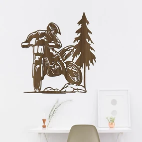 dřevo života Dřevěná dekorace na zeď Motorka Rozměry (cm): 37x40, Zvolte barvu dekoru: Ořech