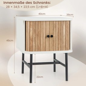 Costway Noční stolek s posuvnými dveřmi s úložným prostorem – – 40 × 39 × 49 cm
