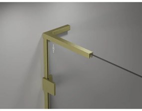 Mexen Lunar, L pravý výklopný pětiúhelníkový sprchový kout 100x100 cm, 8mm čiré sklo, zlatý matný profil, 831L-100P-100L-55-00-P