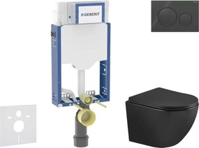 Geberit Kombifix - Set předstěnové instalace, klozetu Oudee a sedátka softclose, tlačítko Sigma20, černá lesk/černá mat SANI15CA5507
