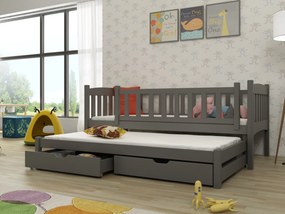 Dětská postel 90 cm Amalia (s roštem a úl. prostorem) (grafit). 1013110