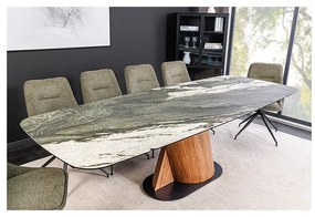 Massive home | Jídelní stůl ELEMENTS 180-260 cm, ořechový rám/šedý mramor