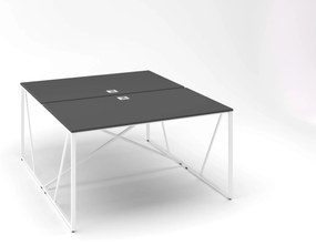 Psací stůl Dvoumístný Lenza PROX 138/80 Dekor stolové desky: černý grafit, Barva podnože: bílá