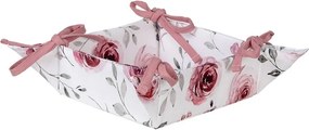 Bavlněný košík na pečivo s růžemi Rustic Rose - 35*35*8 cm