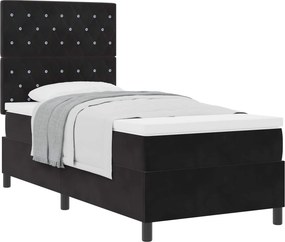 Postel s boxspringem s matrací s čelo Černý 90 x 190 cm samet 3339736