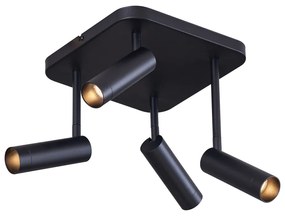 Zaoblené stropní bodové svítidlo černé GU10 35mm 4-světla otočné a naklápěcí - Kate