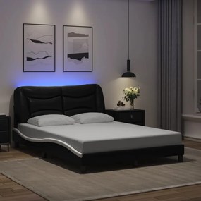 Rám postele s LED bez matrace Hvar černý a bílý 140x200 cm 3213939