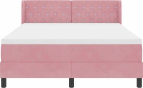 Postel s boxspringem s čelo Růžová 200 x 160 cm samet 3341425