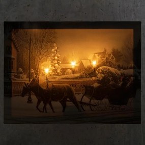 Nexos  86739 Nástěnná malba vánoční sáně, 3 LED, 30 x 40 cm