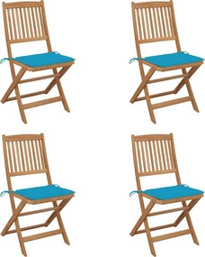 vidaXL Skládací zahradní židle s poduškami 4 ks masivní akáciové dřevo [3064671] Barva: antracitová
