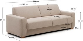 Béžová rozkládací pohovka 244 cm Anley – Kave Home
