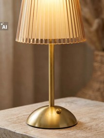 Sinsay - LED stolní lampa s žebrovaným stínidlem a zlatými prvky - hnědá