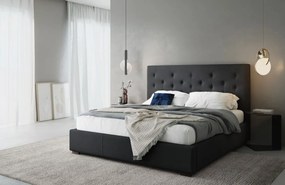 Tmavě šedá sametová postel MICADONI SERI 140 x 200 cm