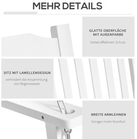 Zahradní houpačka Outsunny Houpací lavice pro 2 osoby z masivního dřeva, ideální na terasu a zahradu, bílá, 117x69x60cm | Aosom.de
