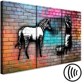 Obraz Zebra wash - barevná cihla (3dílná)