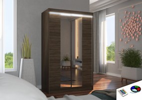 ADRK Furniture Posuvná skříň se zrcadlem a LED osvětlením MARVIN 120 ADRK-SW-MAR-CH-120+L