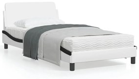 Rám postele s čelem bílý a černý 100 x 200 cm umělá kůže - Default Title