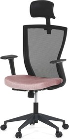Autronic Kancelářská židle, černá MESH síťovina, růžová látka, houpací mechanismus, plastový kříž, kolečka pro tvrdé podlahy KA-V328 PINK