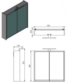 Lavedo Savona 70 zrcadlová skříňka do koupelny s LED osvětlením