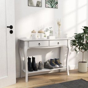 HOMCOM Konferenční Stolek s Úložným Prostorem do Obývacího Pokoj a Předsíně s Šuplíky a Policí Elegantní Design 100x33x75cm Bílý Lesklý Dřevěný