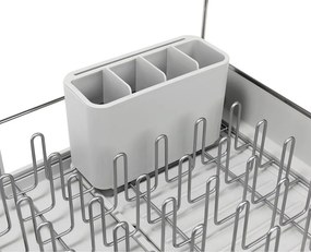 Nastavitelný plastový odkapávač ve stříbrné barvě 35,5x38 cm Extend Steel Plus – Joseph Joseph